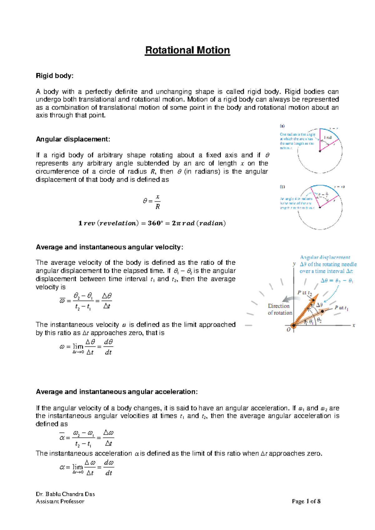 Chapter-5 Rotational Motion - Dr. Bablu Chandra Das Rotational Motion ...