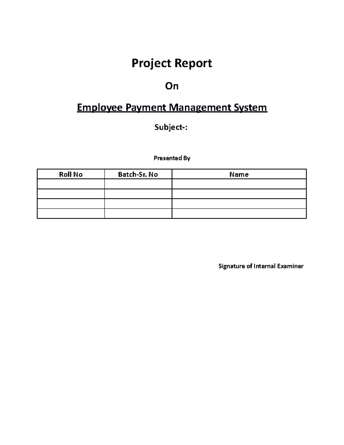 Employee Payment Management System - Project Report On Employee Payment Management System ...
