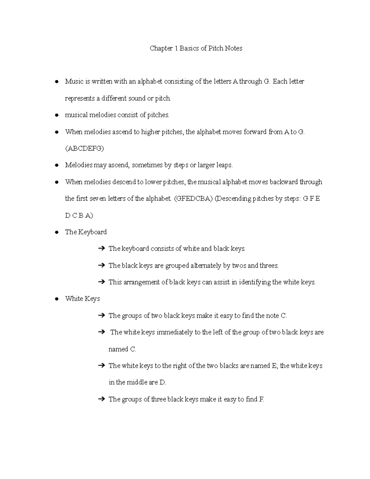 Chapter 1 Basics of Pitch Notes - Chapter 1 Basics of Pitch Notes Music ...