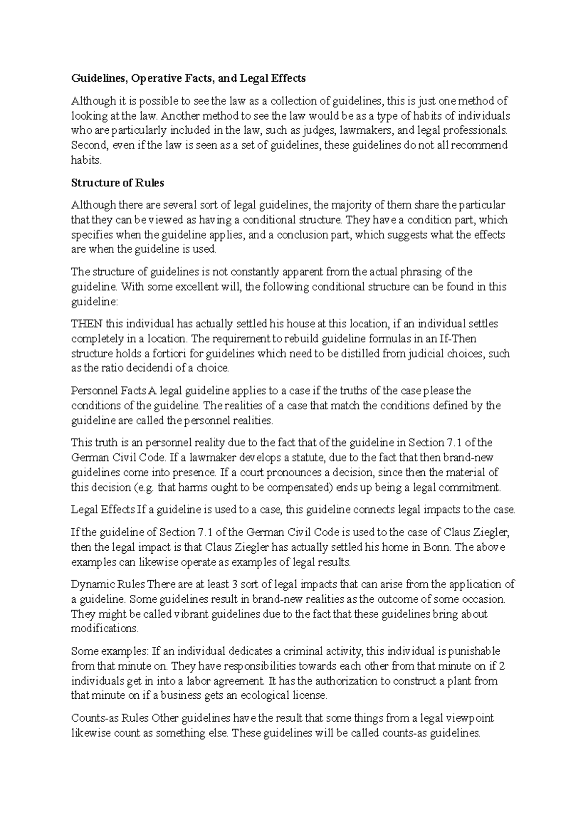 Guidelines, Operative Facts, and Legal Effects - Another method to see ...