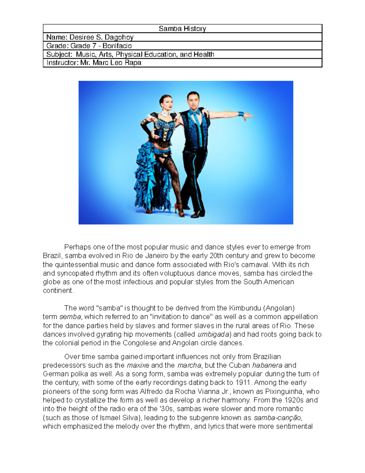 Samba History - Perhaps one of the most popular music and dance styles ...