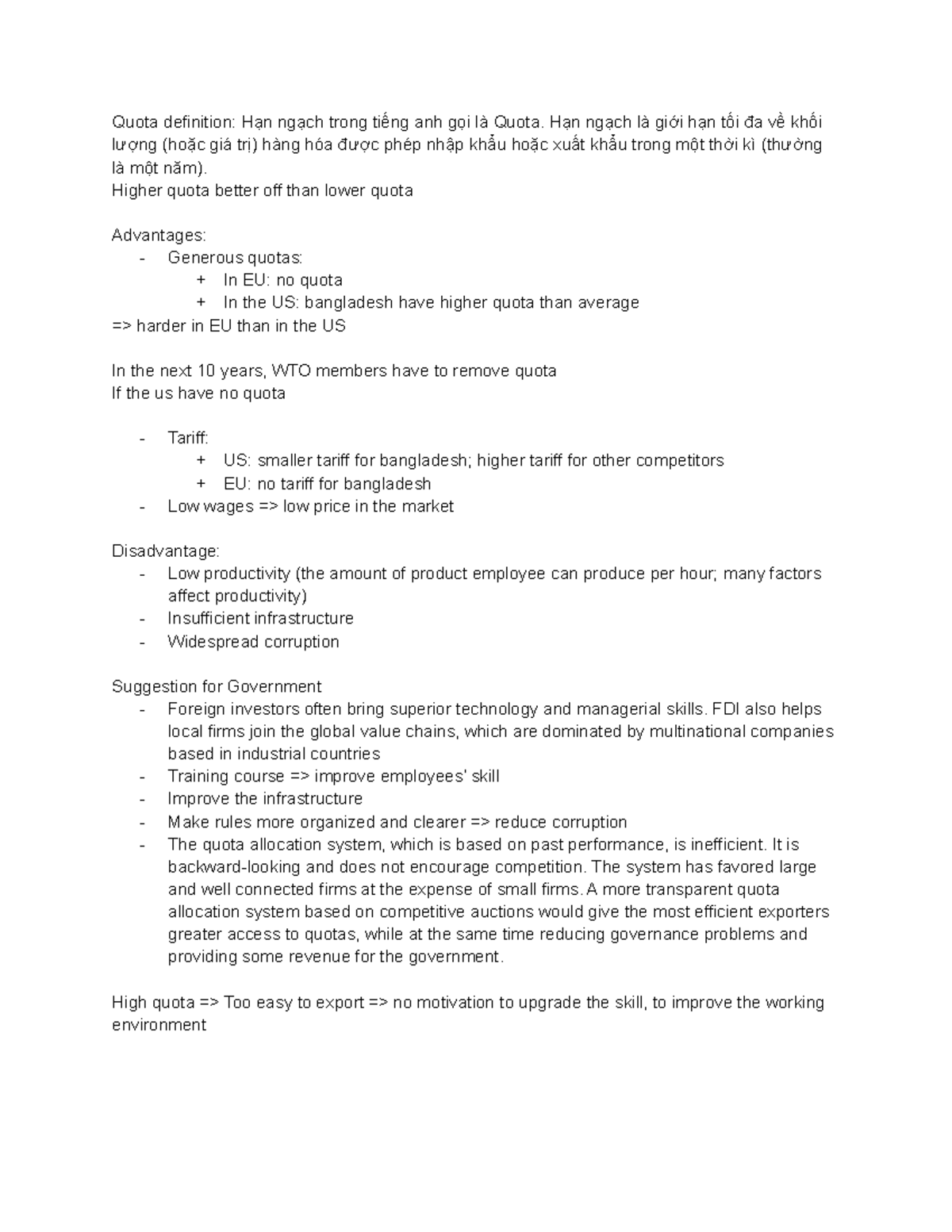 Lesson 3 - international business note - Quota definition: Hạn ngạch ...