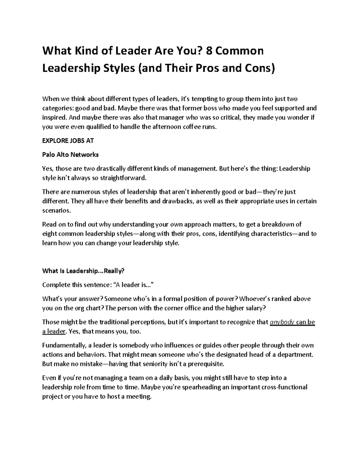 Management Styles - PRactice dialogues - What Kind of Leader Are You? 8 ...