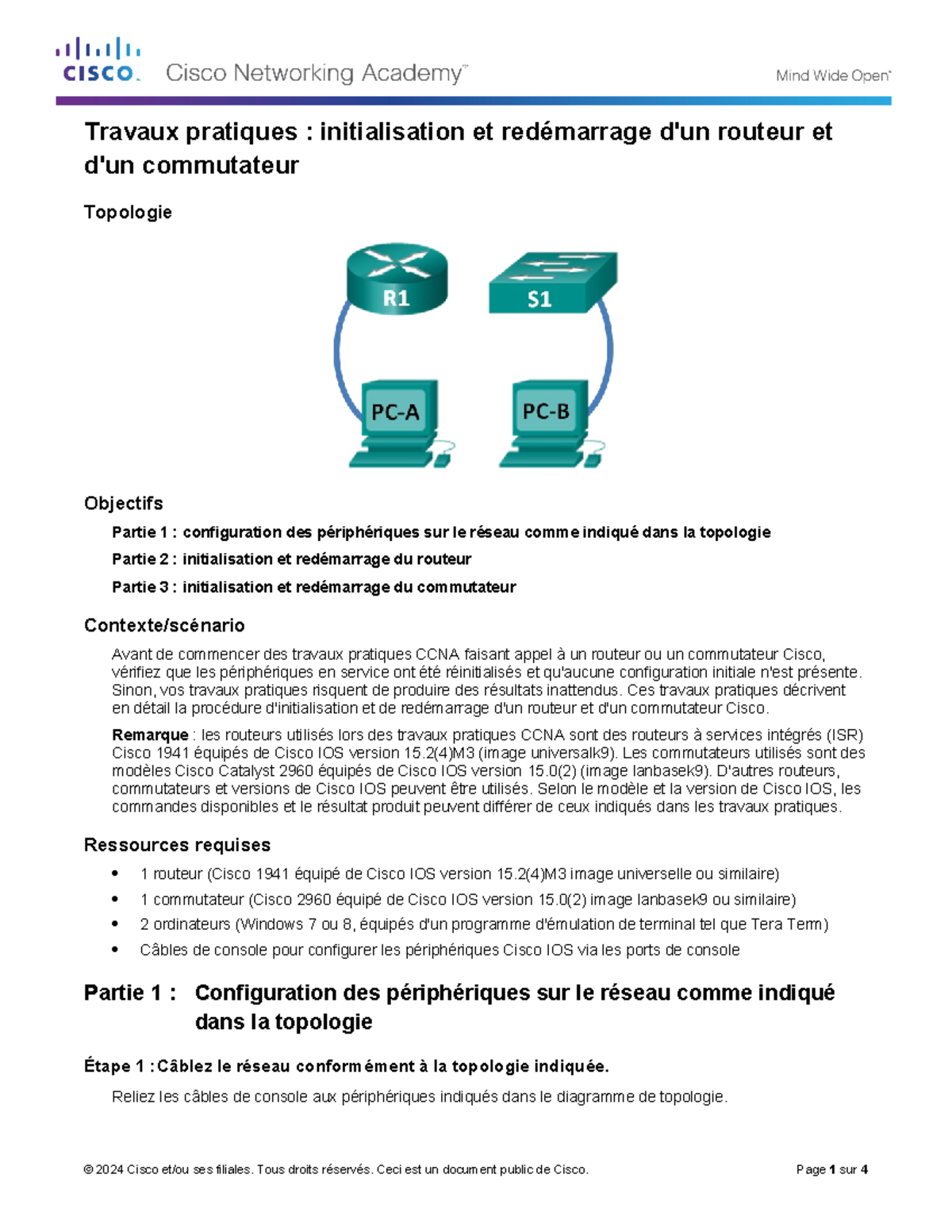 0.0.0.1 Lab - Initializing and Reloading a Router and Switch - Travaux pratiques ...