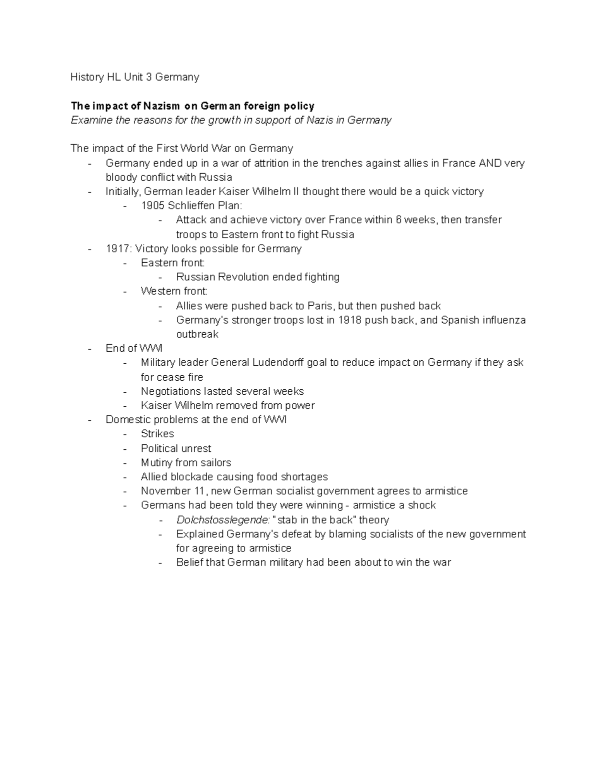 History HL Unit 3 Germany - History HL Unit 3 Germany The impact of ...