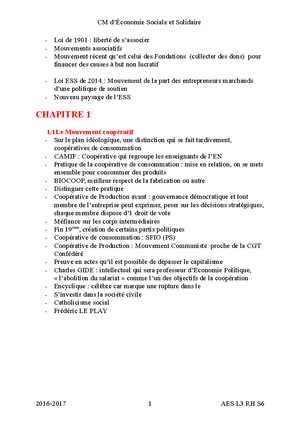 ESS - Séance 4 - L3 AES - résumé - Séance 4 : La loi ESS et l ...