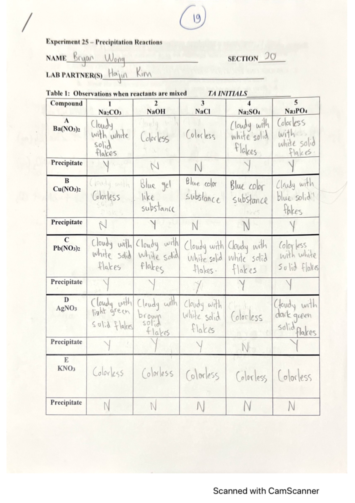 Experiment 25 - Precipitation Reactions - CHEM 114 - Studocu