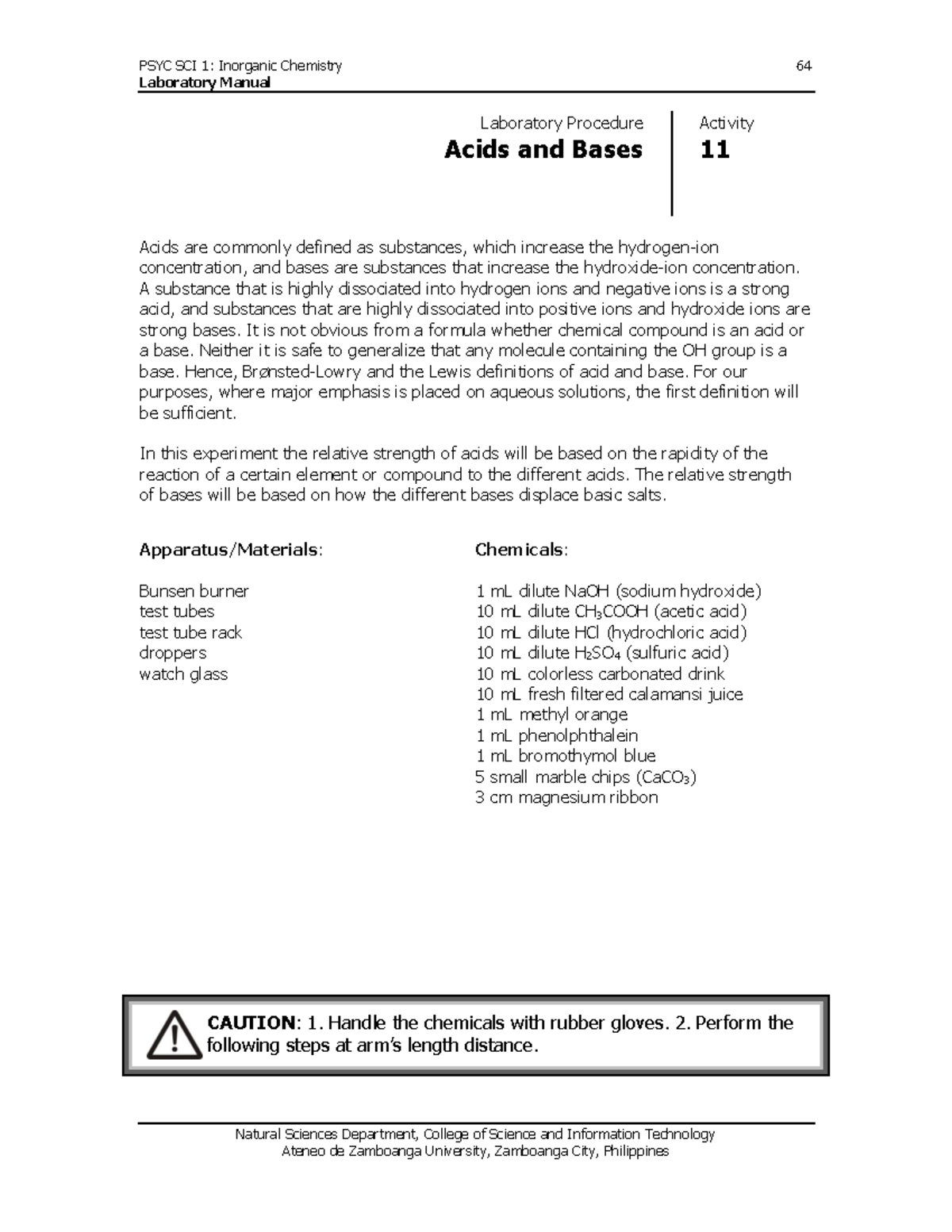 BL Inorg Chem Activity 11 Acids and Bases Updated 0101521 - Industrial ...