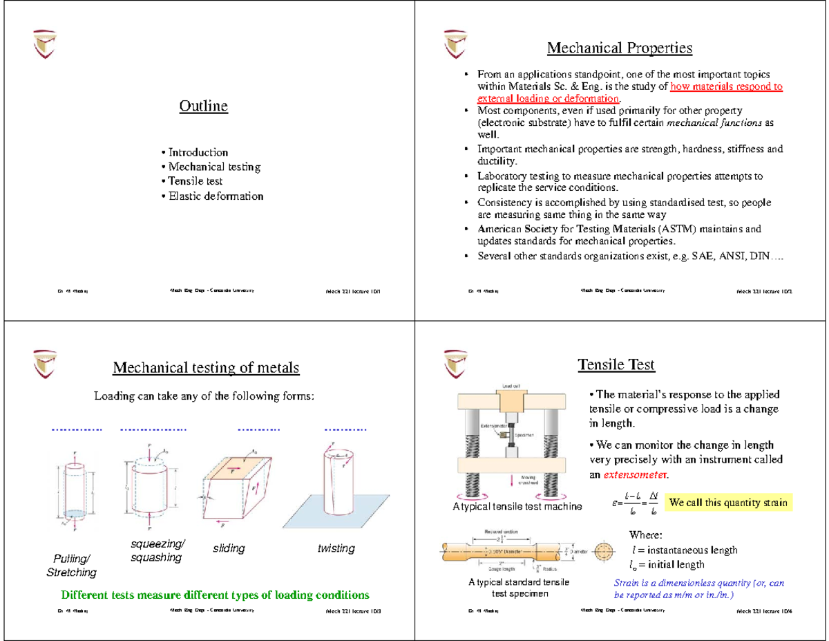 Lecture 10 MECH 221 - Dr. M. Medraj Mech. Eng. Dept. - Concordia ...