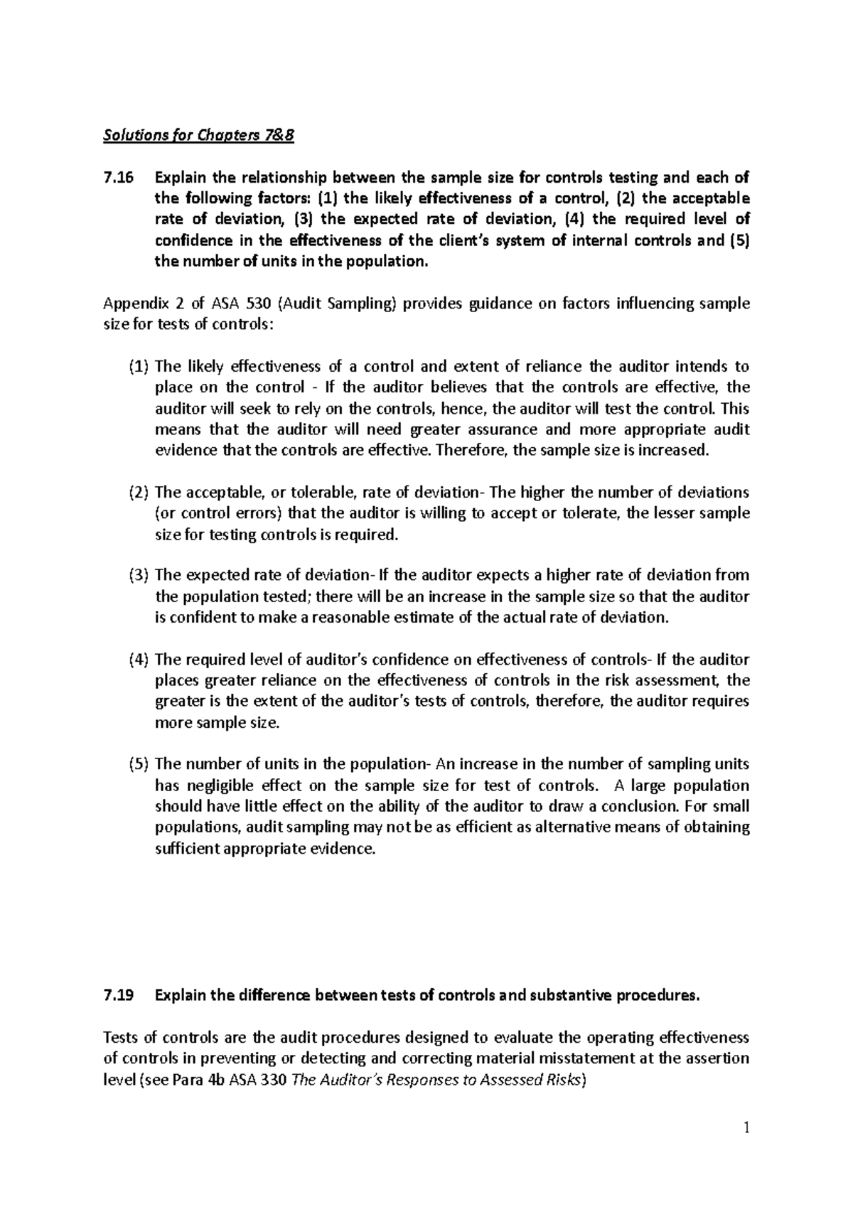 Student Solutions - notes - Solutions for Chapters 7& 7 Explain the ...