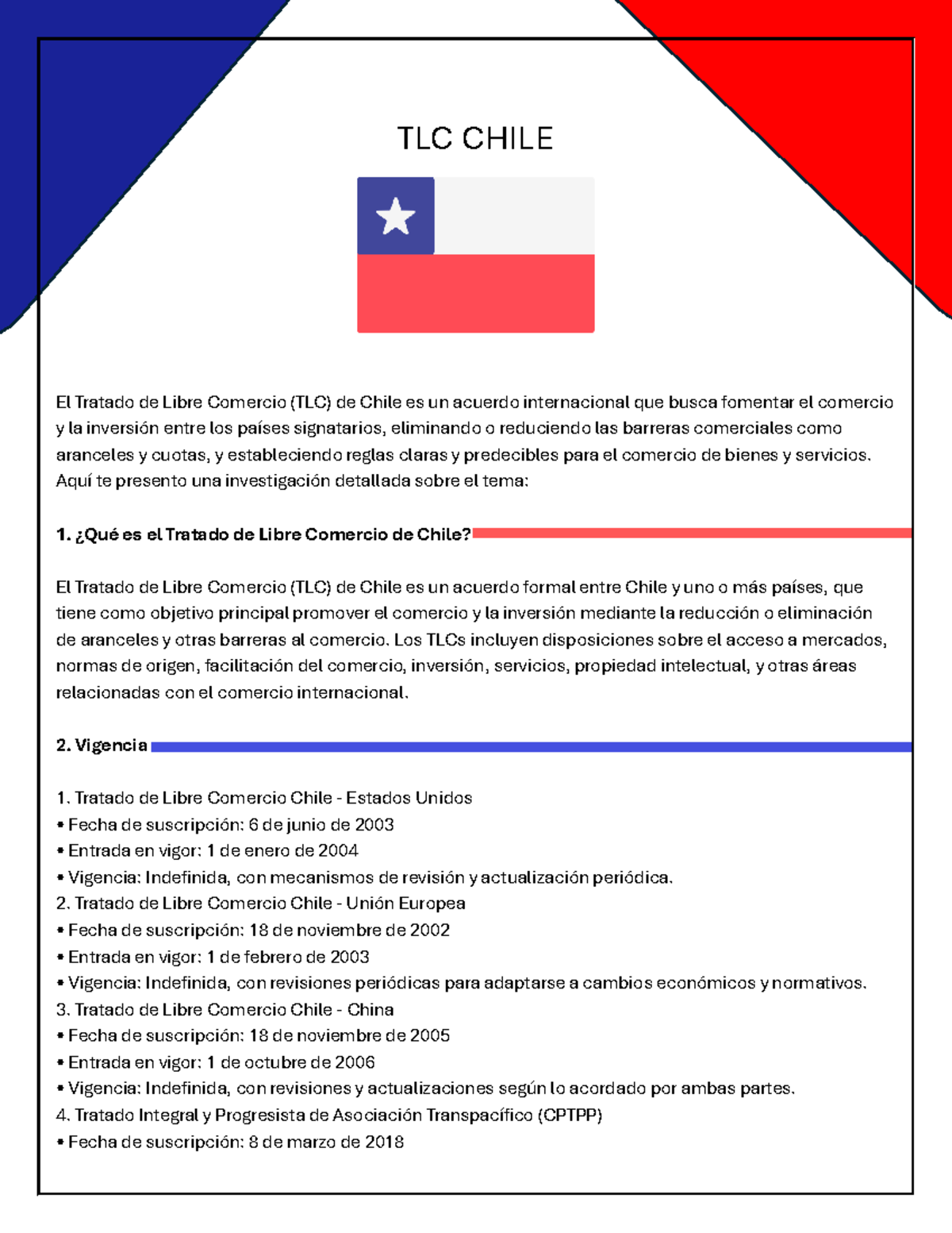 Proyecto TLC Chile - TLC CHILE El Tratado de Libre Comercio (TLC) de ...