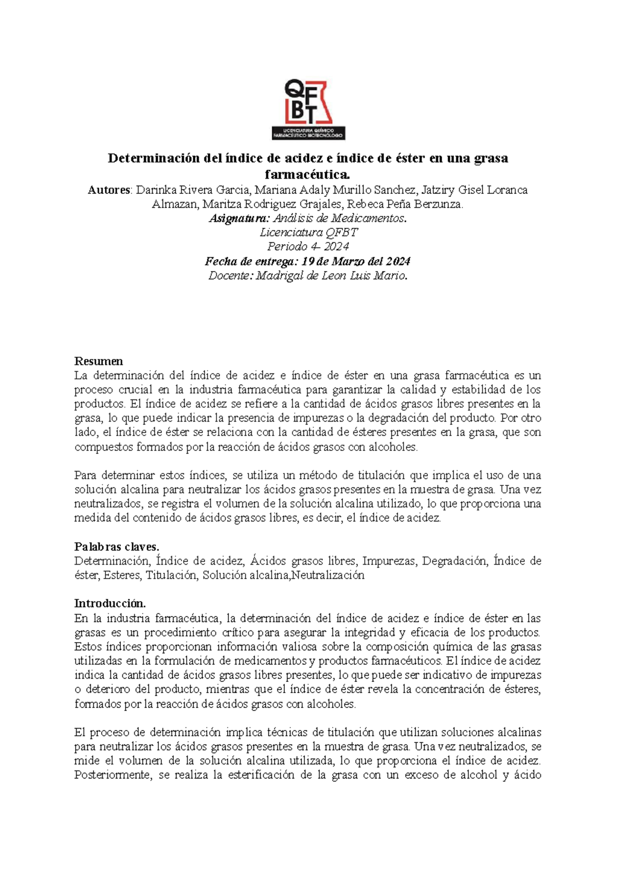 Determinación del índice - Autores: Darinka Rivera Garcia, Mariana ...