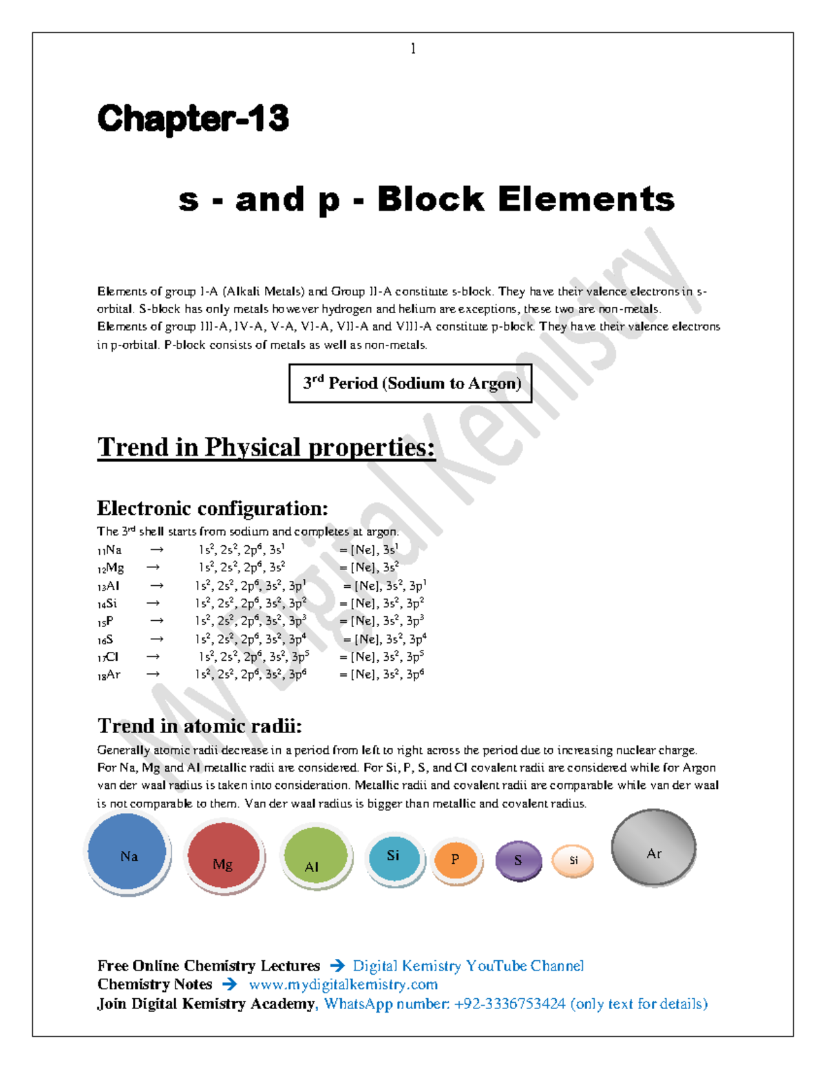 S and p block elements pdf class 12 chemistry notes - Free Online ...
