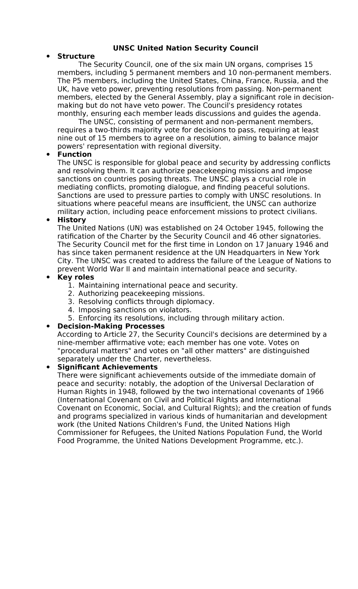 UN-Security-Council - UNSC United Nation Security Council Structure The ...