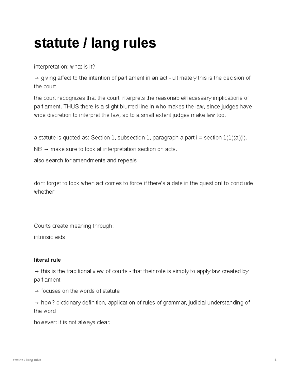 Statute - statute / lang rules interpretation: what is it? → giving ...