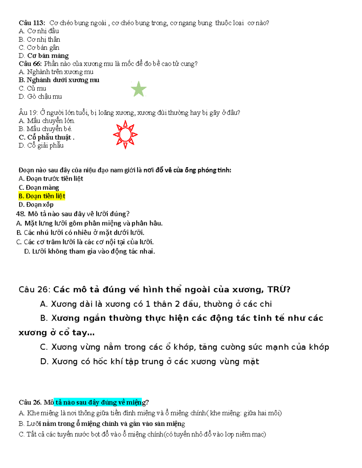 Câu 113 - ôn tập - Câu 113: Cơ chéo bụng ngoài , cơ chéo bụng trong, cơ ...