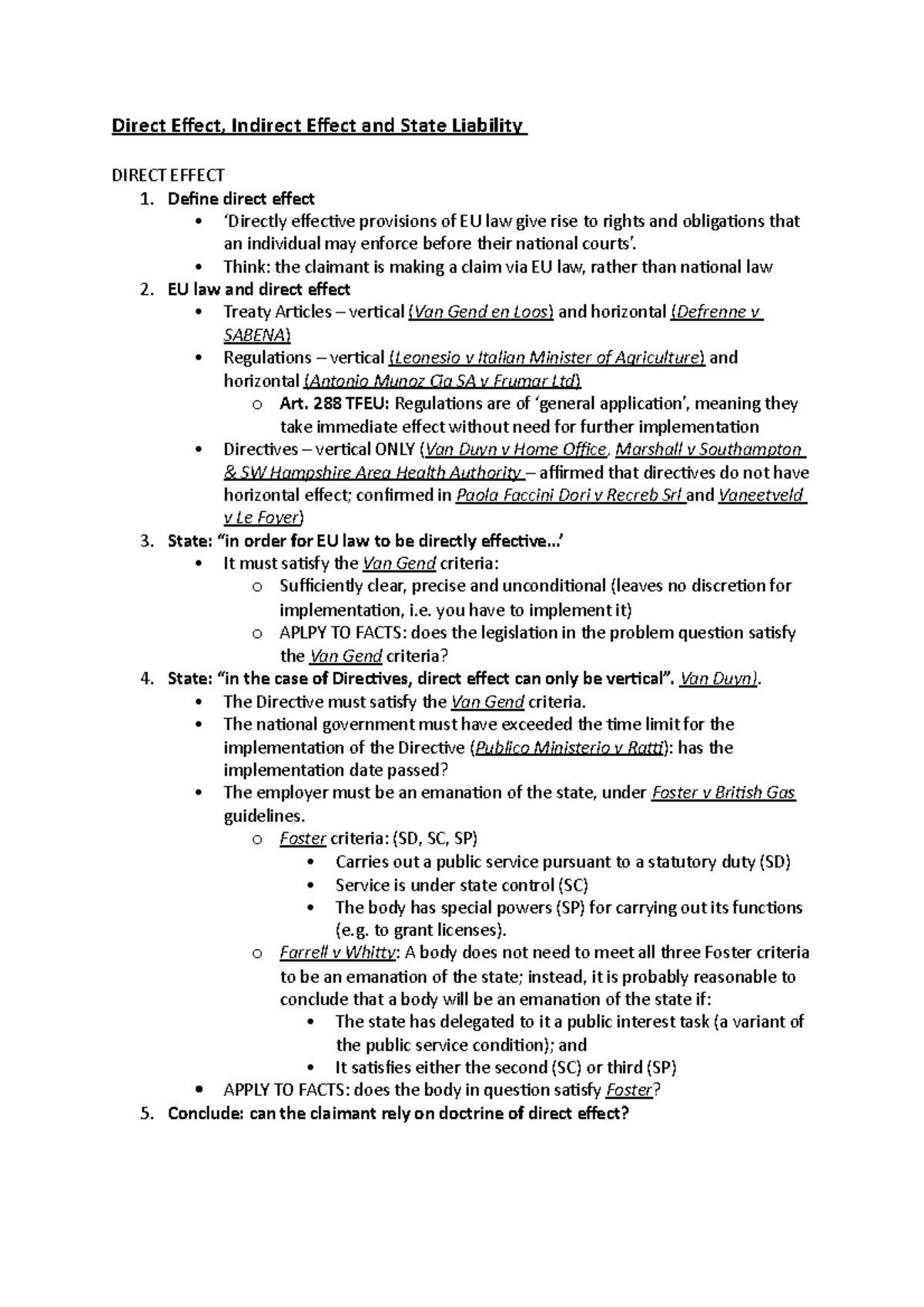 Direct Effect Indirect Effect And State Liability Outline Photos Direct Effect Indirect