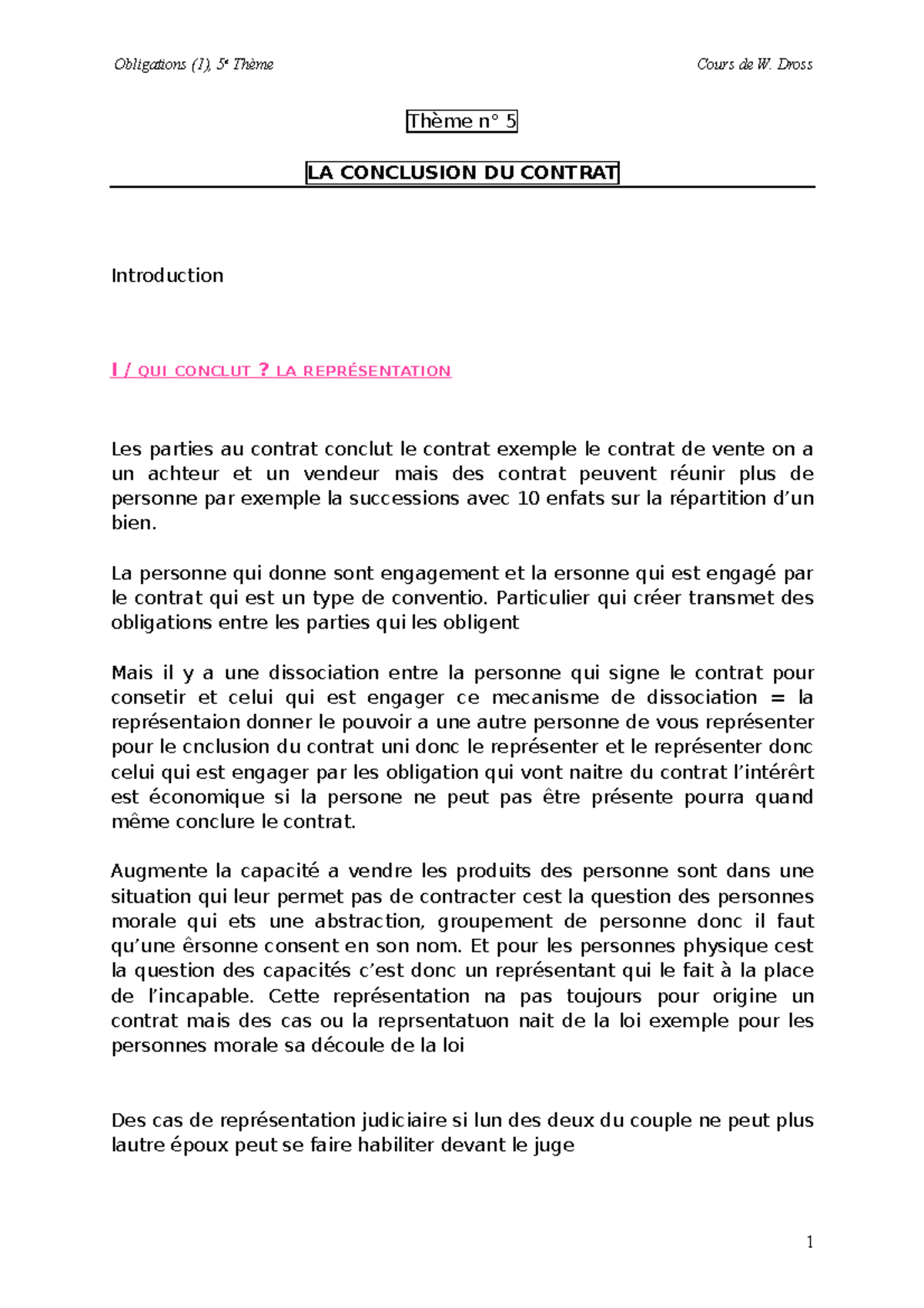 Théme 5 - la conclusion du contrat - Thème n° 5 LA CONCLUSION DU ...