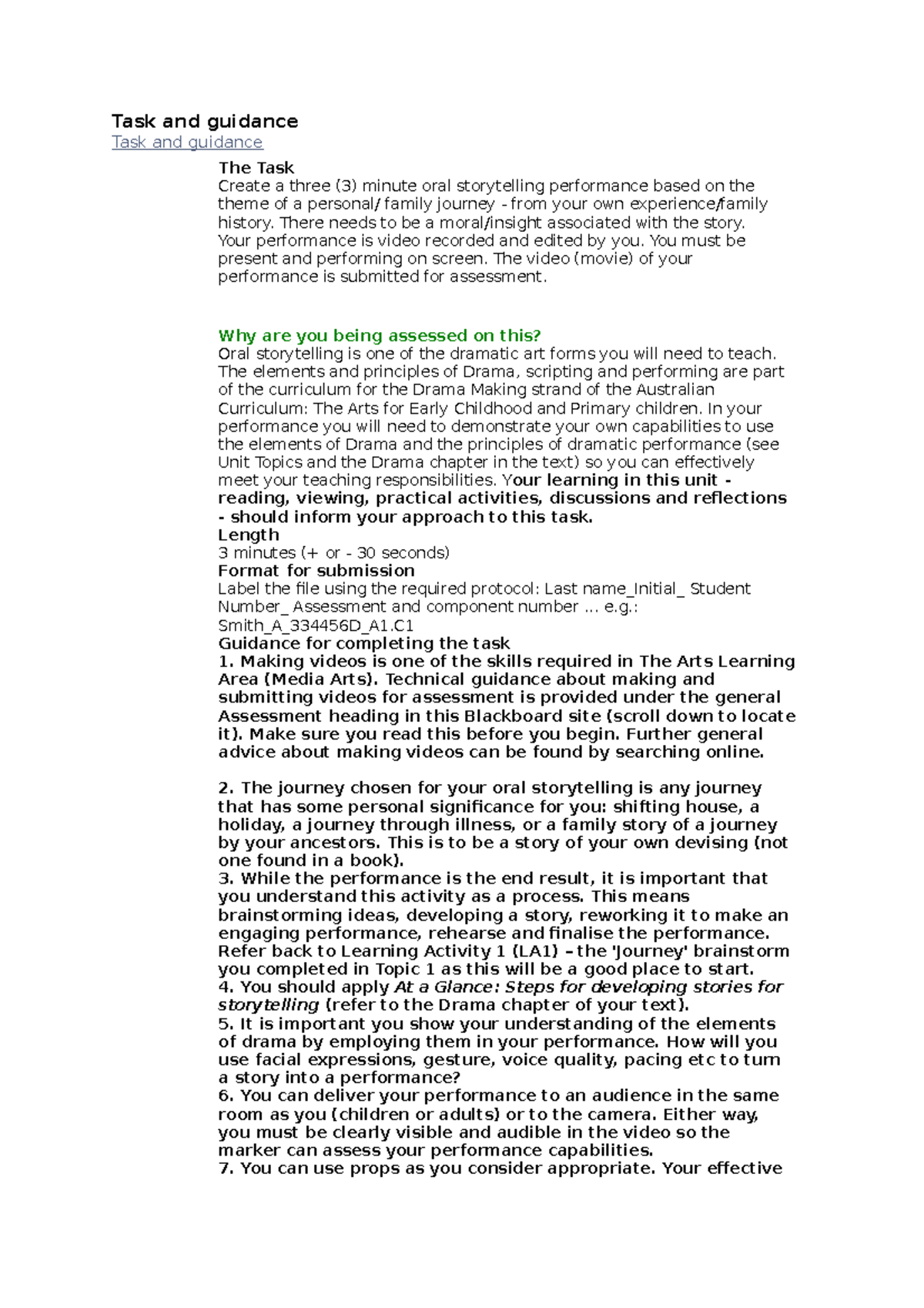 Component one - Good notes - Task and guidance Task and guidance The ...