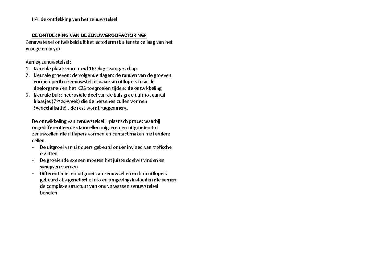 H4 AF - samenvatting - Neuro - Warning: TT: undefined function: 32 Warning: TT: undefined ...