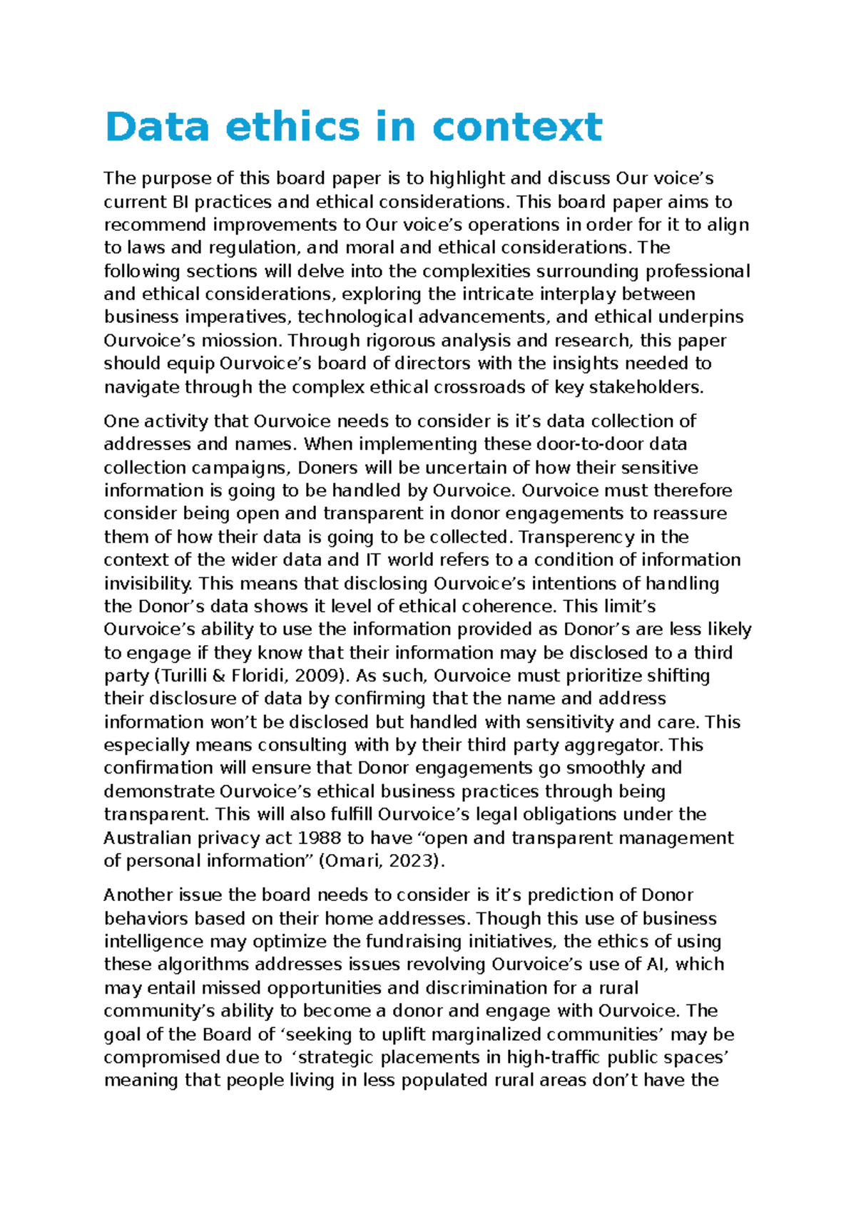 Data ethics in context - This board paper aims to recommend ...