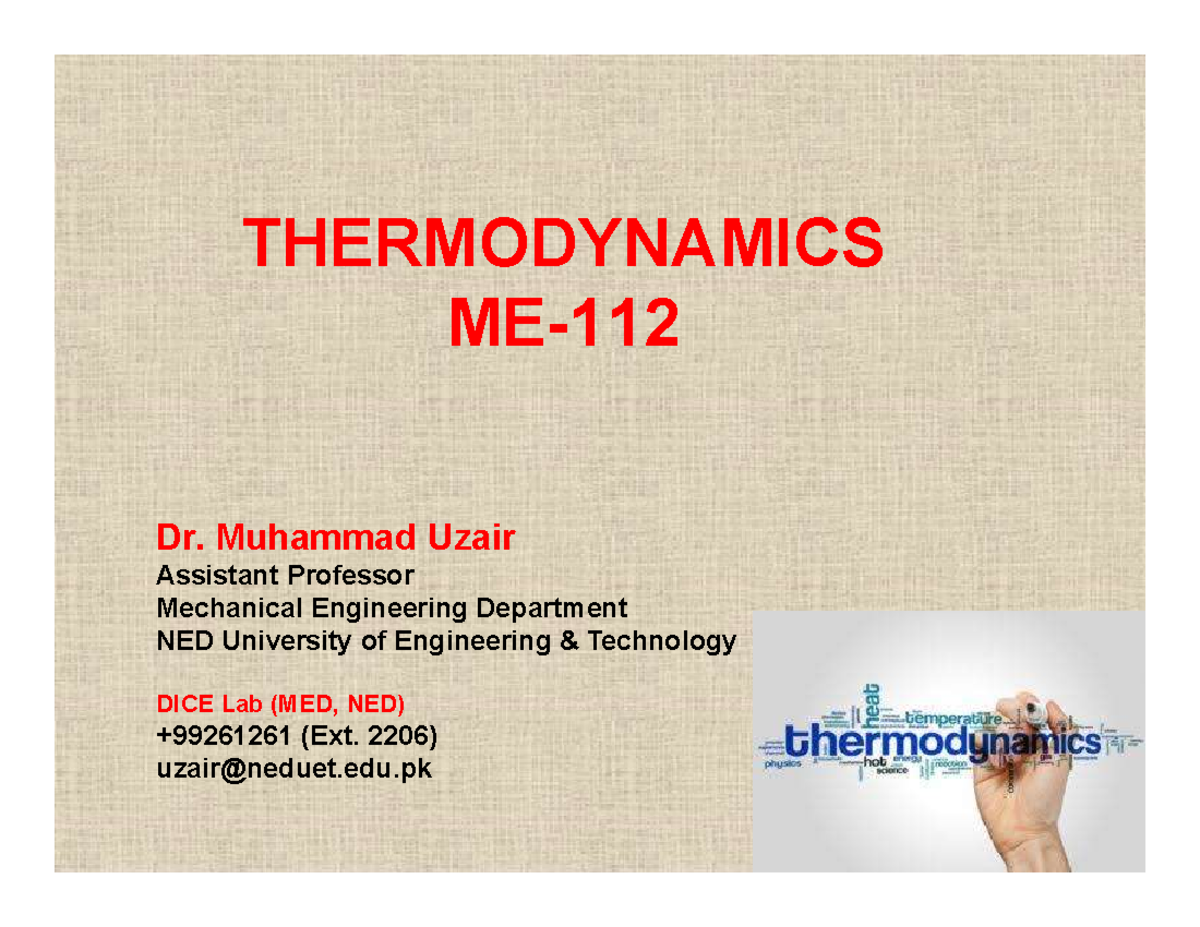 Lecture 1 - THERMODYNAMICS AND ENGINEERING - Warning: TT: undefined function: 32 THERMODYNAMICS ...