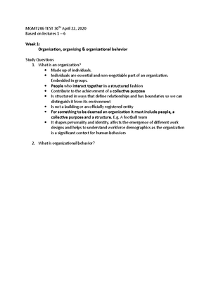 Final Test Module Notes M206 - Week 8 Personality Lecture objectives ...