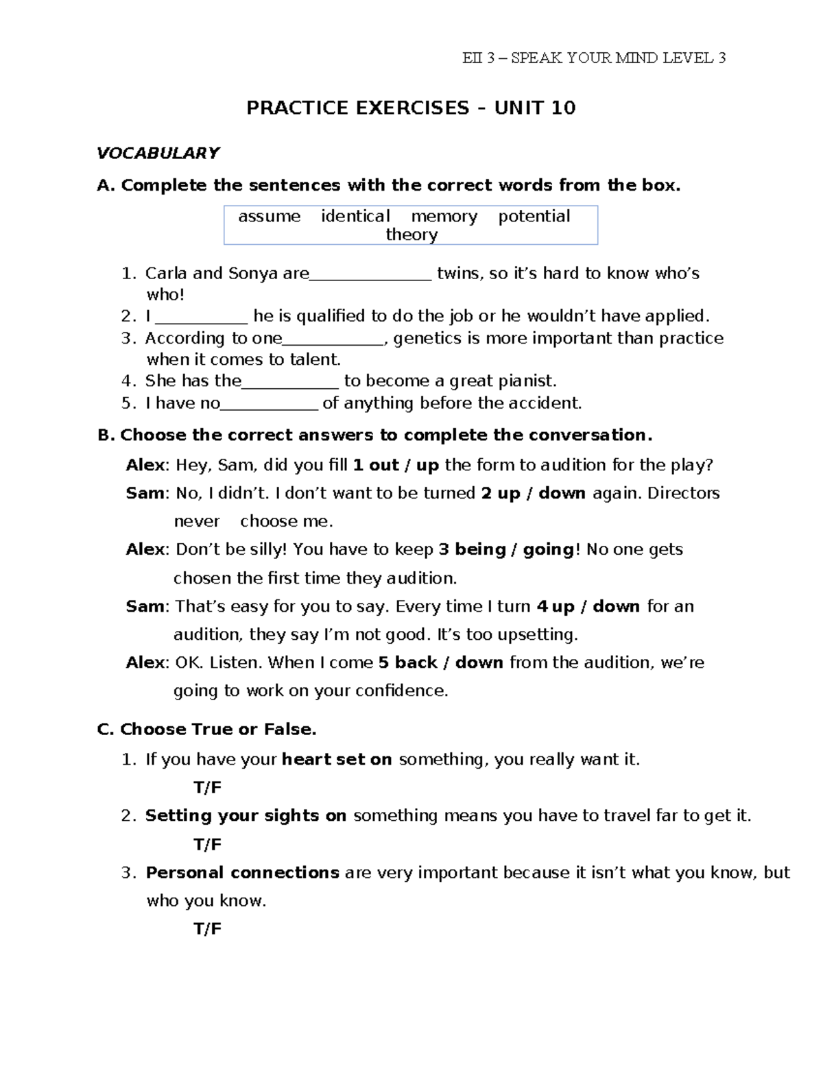 Practice exercises - Unit 10 - EII 3 – SPEAK YOUR MIND LEVEL 3 PRACTICE ...