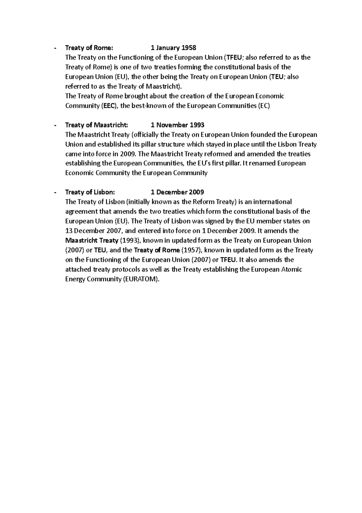 EU Treaties - Treaty of Rome: 1 January 1958 The Treaty on the ...