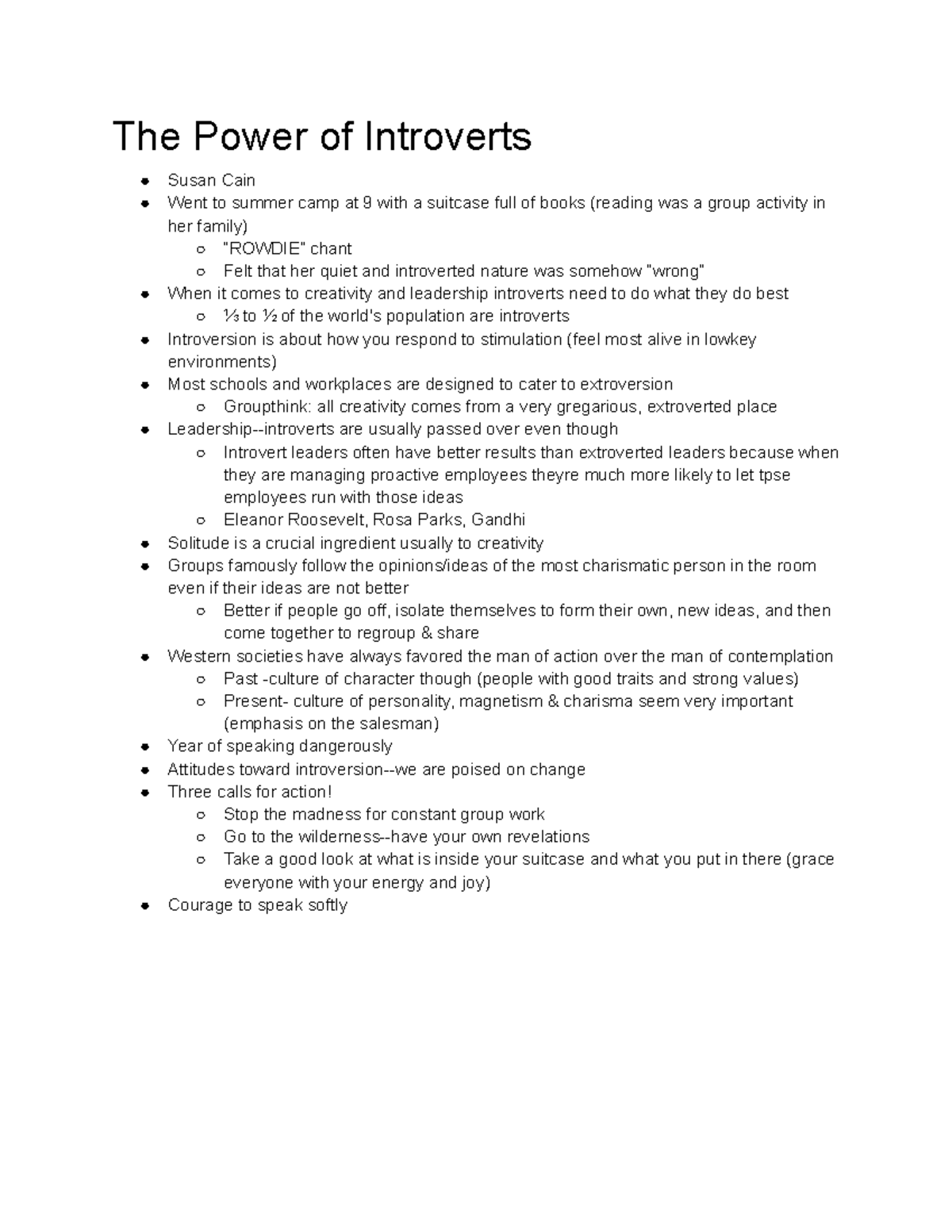 2 28 ted talk-the power of introverts - The Power of Introverts Susan Cain Went to summer camp ...