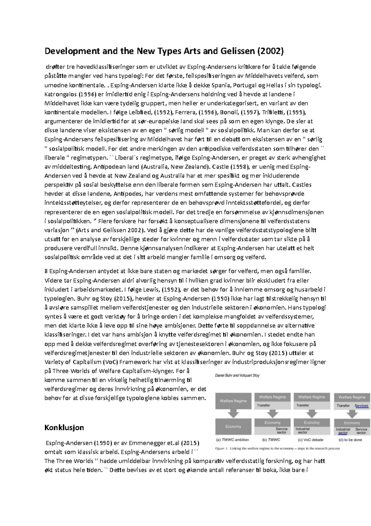 Esping Andersen Sammendrag - DEL 6 - Development and the New Types Arts ...
