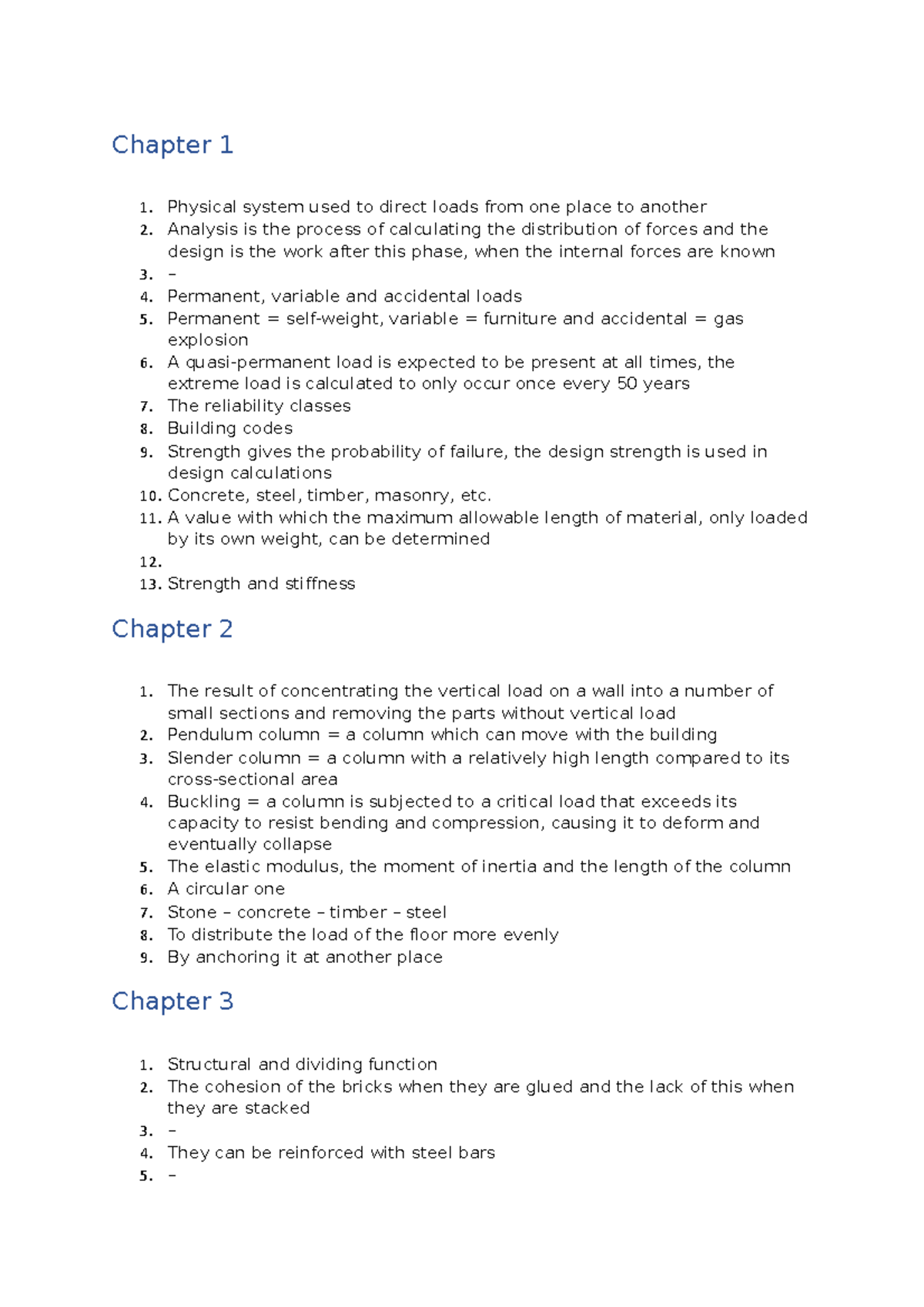 Statics of Structures excercises 1-4 - Chapter 1 Physical system used ...