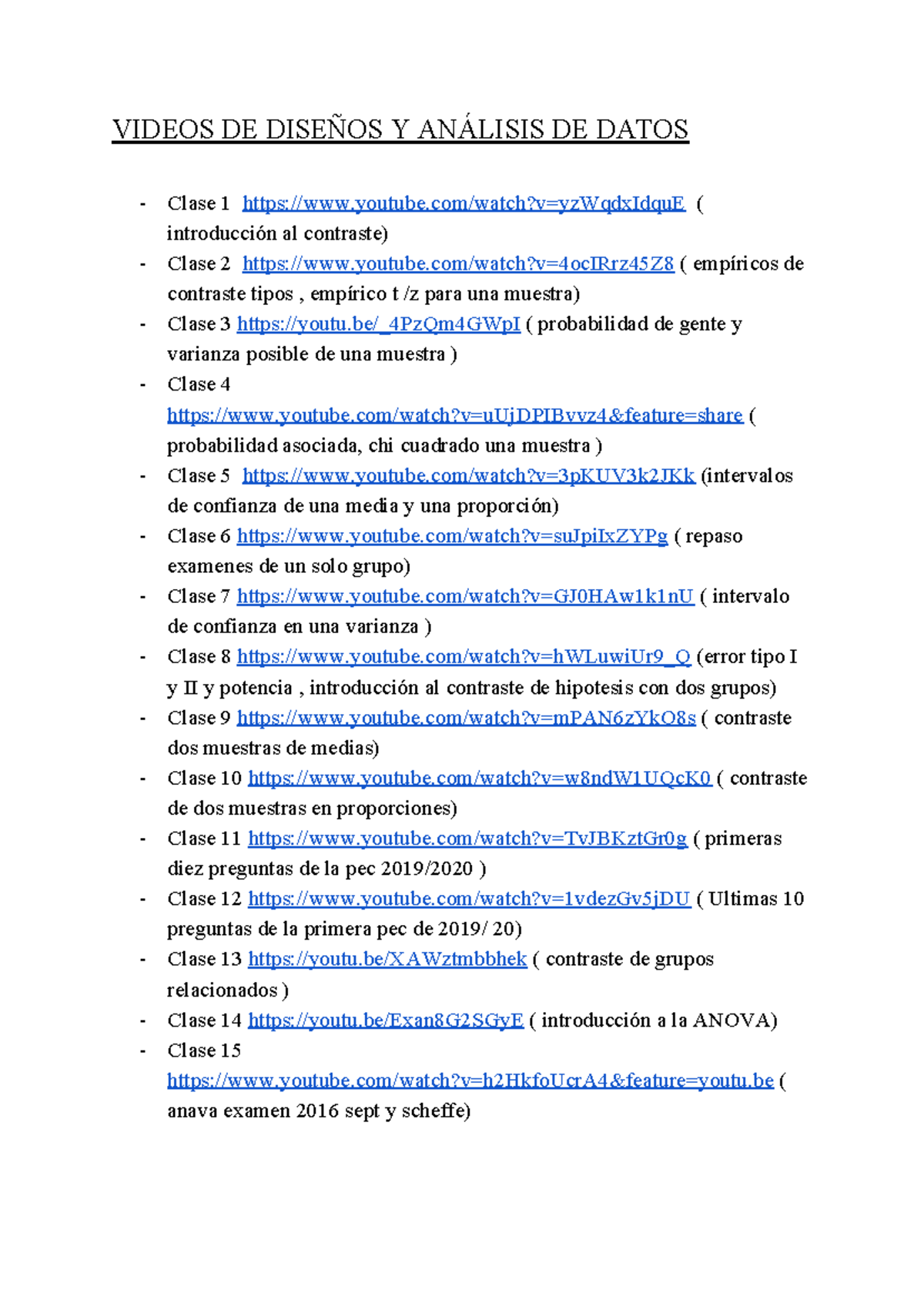 Videos DE Diseños Y Analisis DE Datos - VIDEOS DE DISEÑOS Y ANÁLISIS DE DATOS Clase 1 - Studocu
