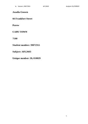 AFL2603 ASS2 - Assignment 02 - Afl2603 - Unisa - Studocu