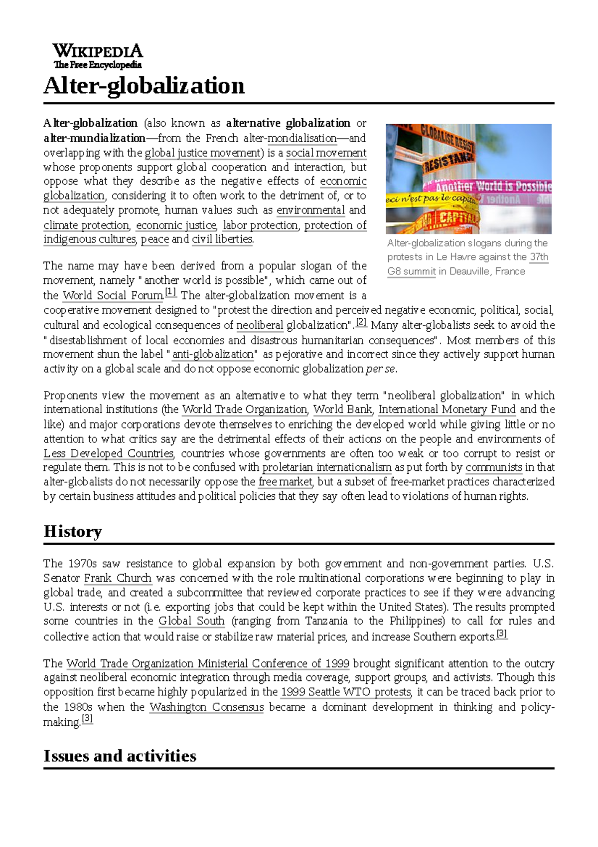 Alter-globalization - Alter-globalization is a social movement whose ...