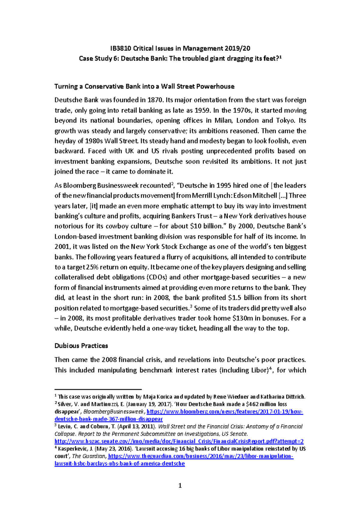 CIM Case Study 6 DB 2019 20 vf - Warning: TT: undefined function: 32 ...