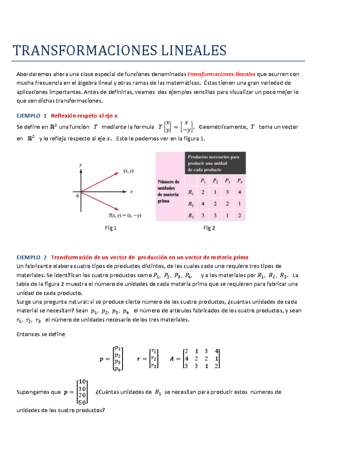 Algebra Lineal. Transformaciones lineales - TRANSFORMACIONES LINEALES Abordaremos ahora una ...