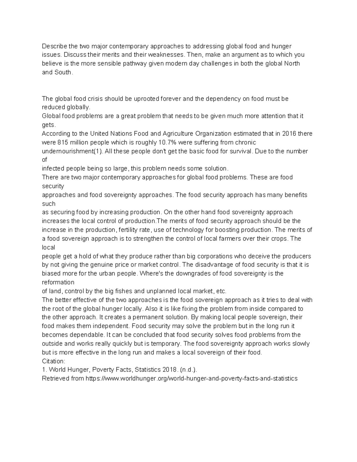 5 - Its about world food problems. - Describe the two major ...