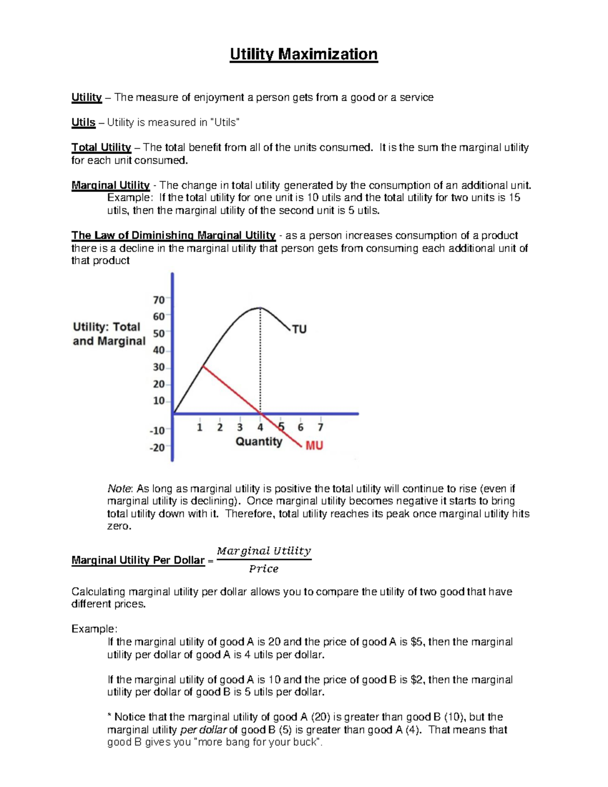 Utility+Maximization+Notes - Utility Maximization Utility – The measure ...