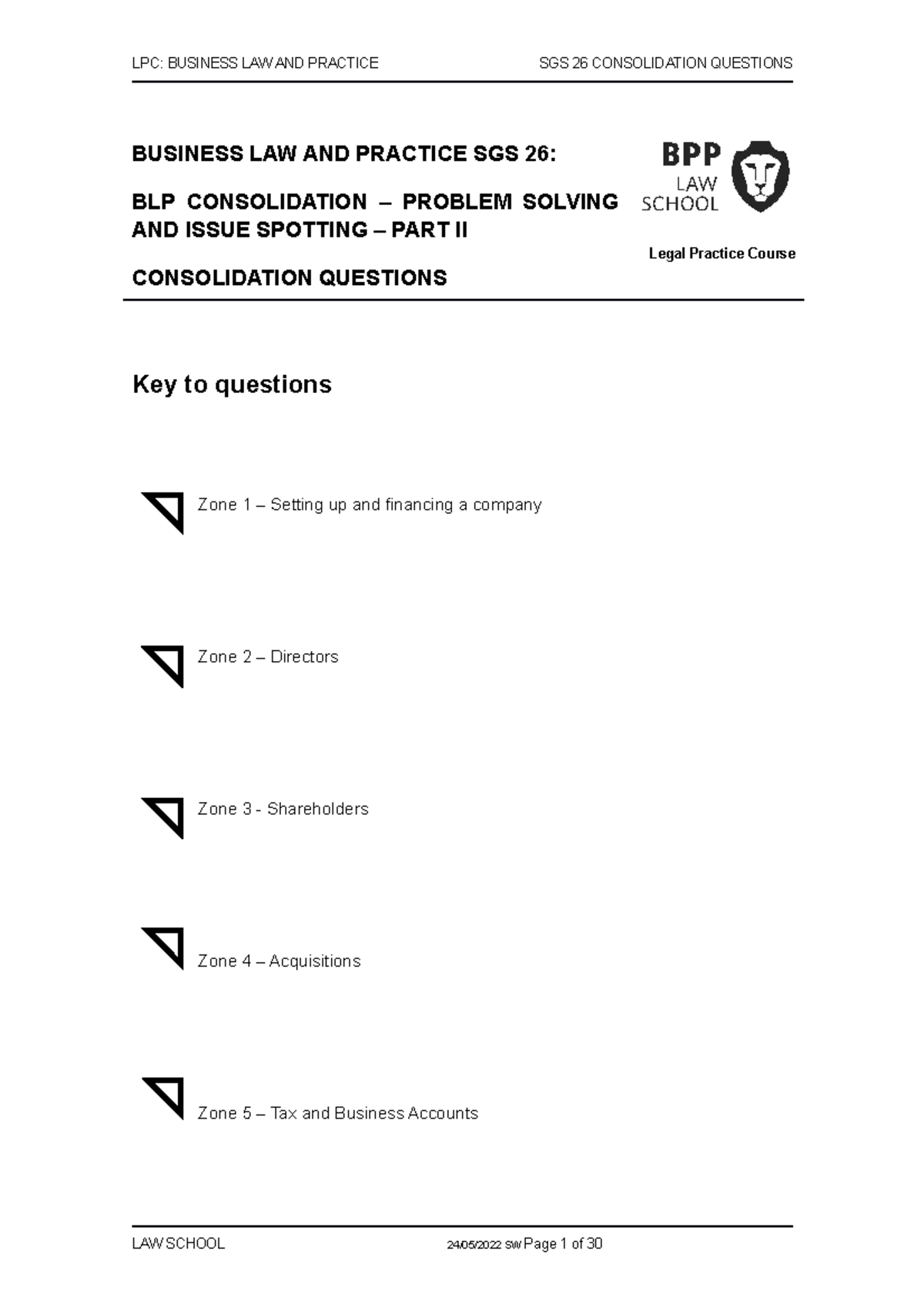 SGS 26 Questions - Matt Roden - LPC: BUSINESS LAW AND PRACTICE SGS 26 ...