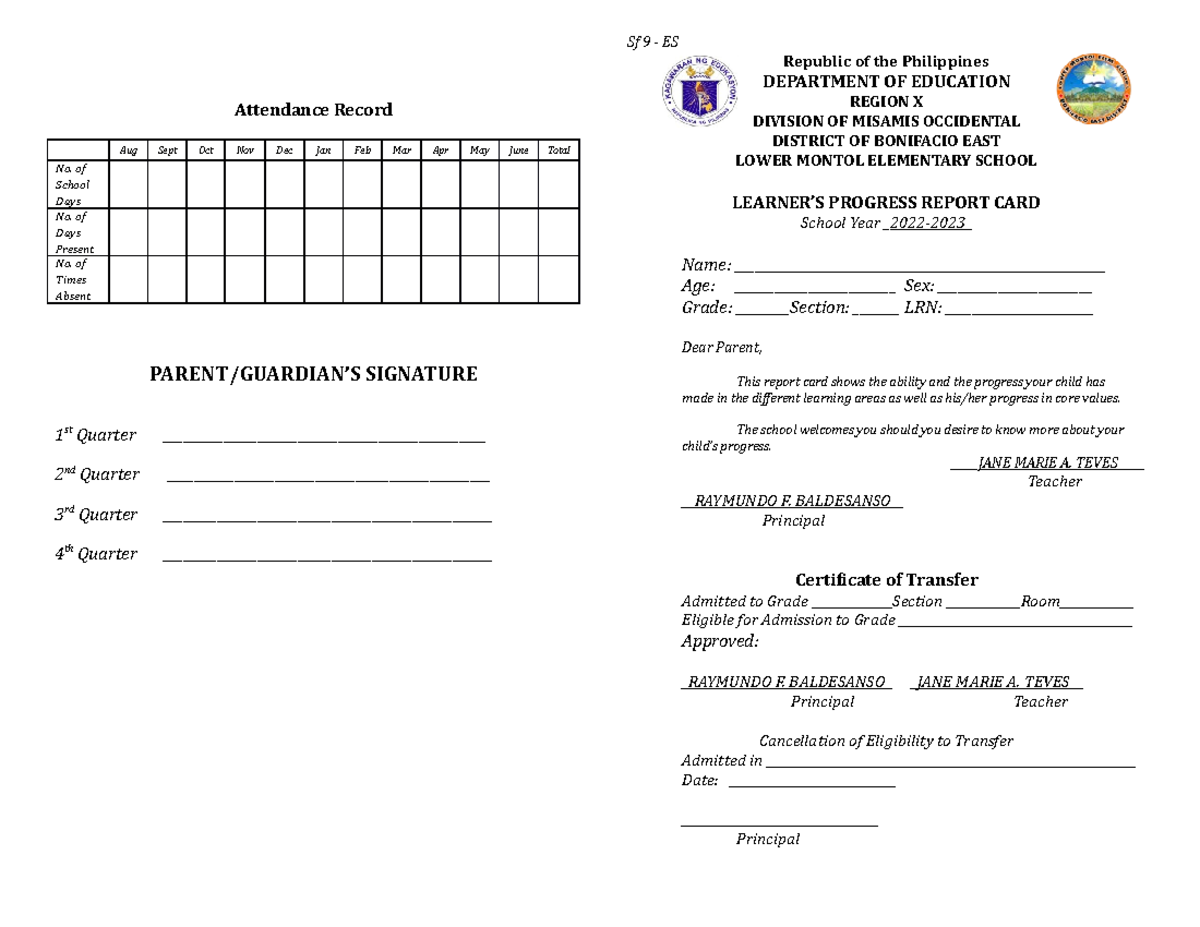 SF 9 ES Learner s Progress Report Card Attendance Record Aug sf-9-es-learner-s-progress-report-card-attendance-record-aug