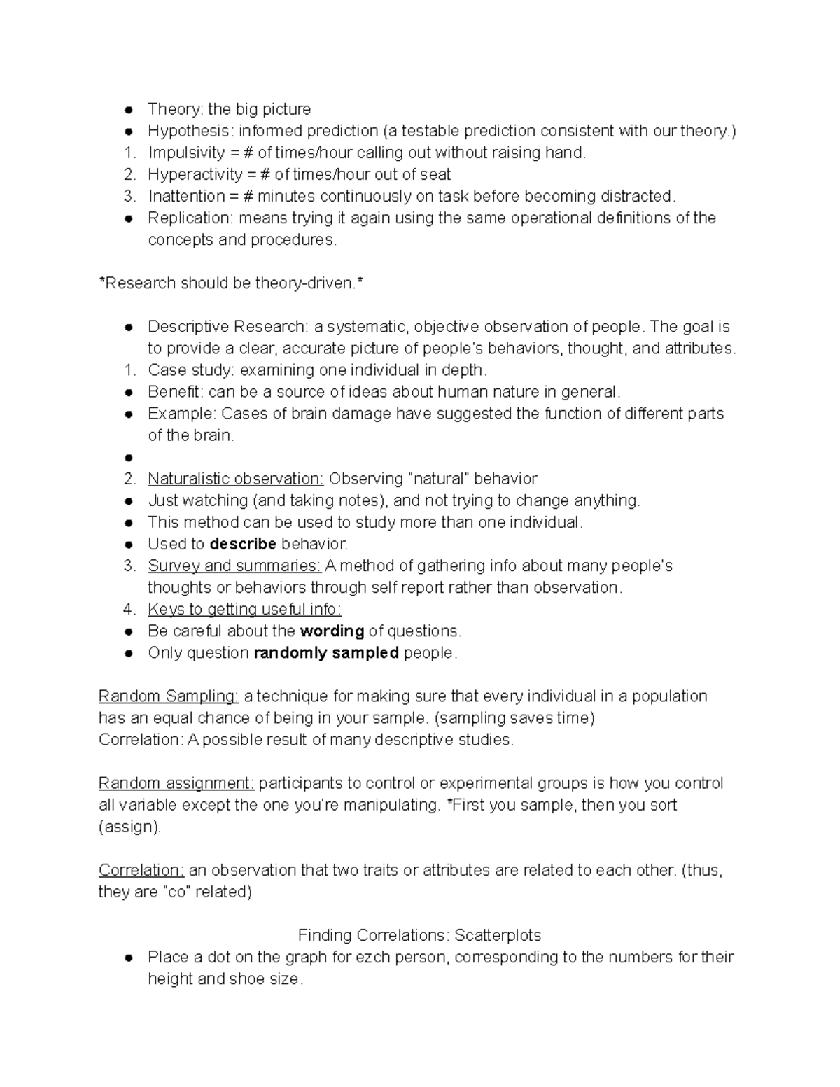 Psych Notes - Theory: the big picture Hypothesis: informed prediction ...