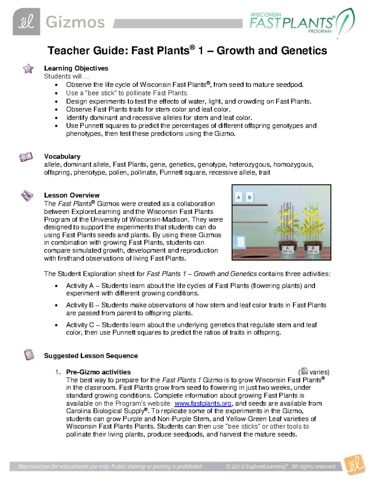 Fast Plants 1TG - Hbhbggbbf - 2019 Teacher Guide: Fast Plants ® 1 ...