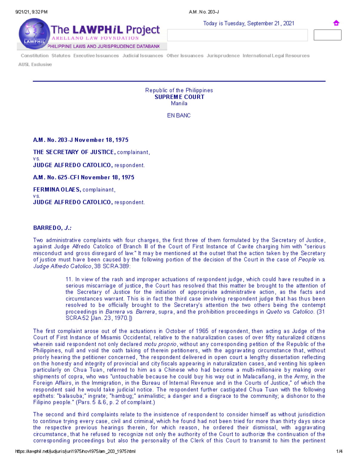 7-Secretary of Justice v Catolico 68 SCRA 62, A.M. No. 203-J ...