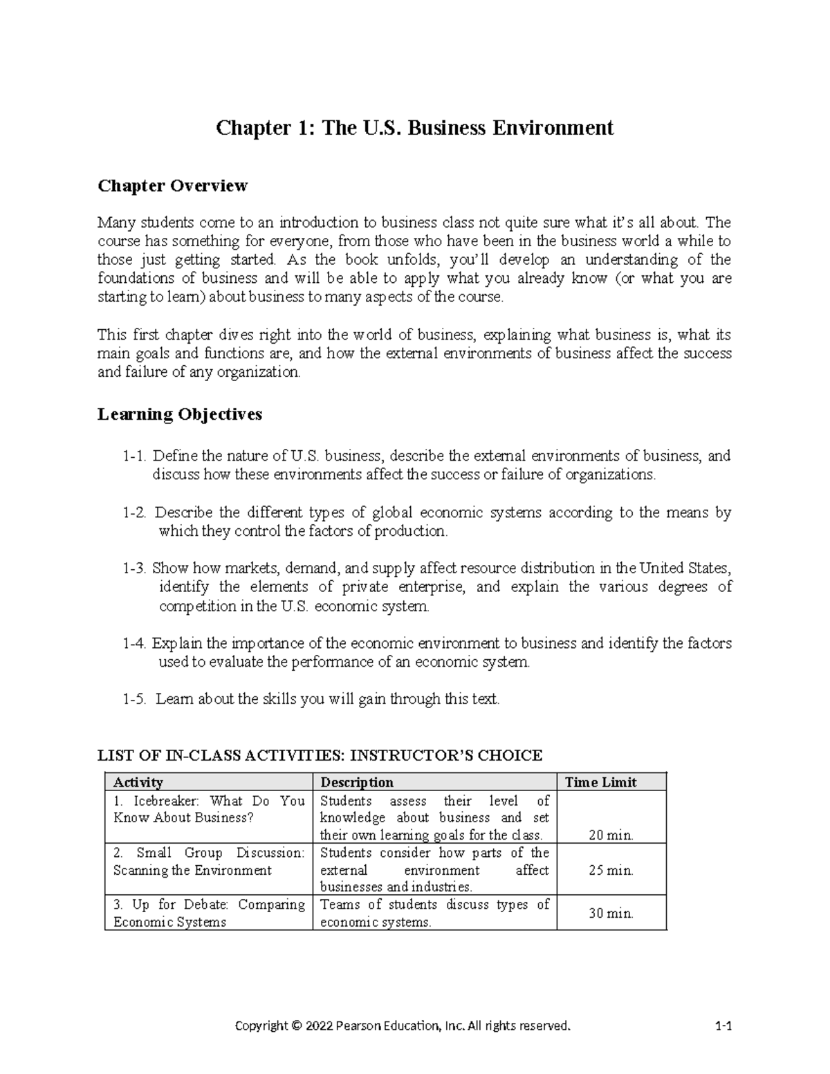 Chapter 1 Business copy - Chapter 1: The U. Business Environment ...