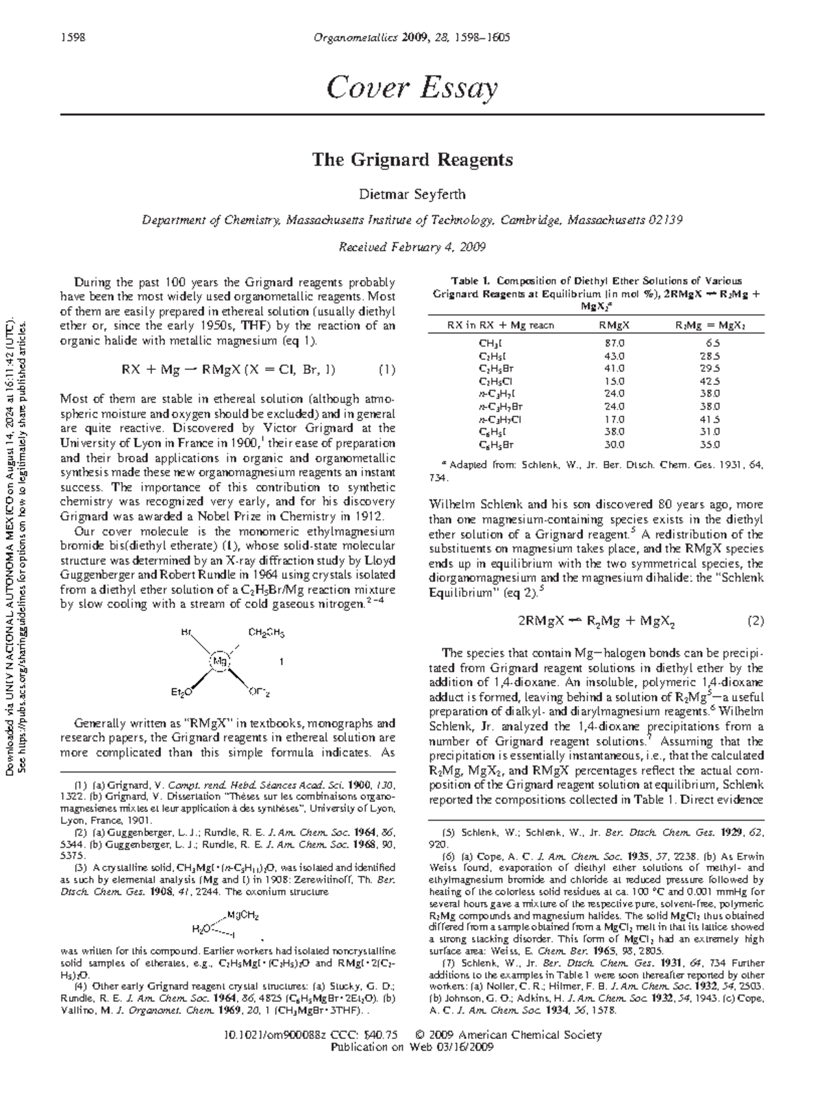 Seyferth 2009 the grignard reagents - CoVer Essay The Grignard Reagents ...