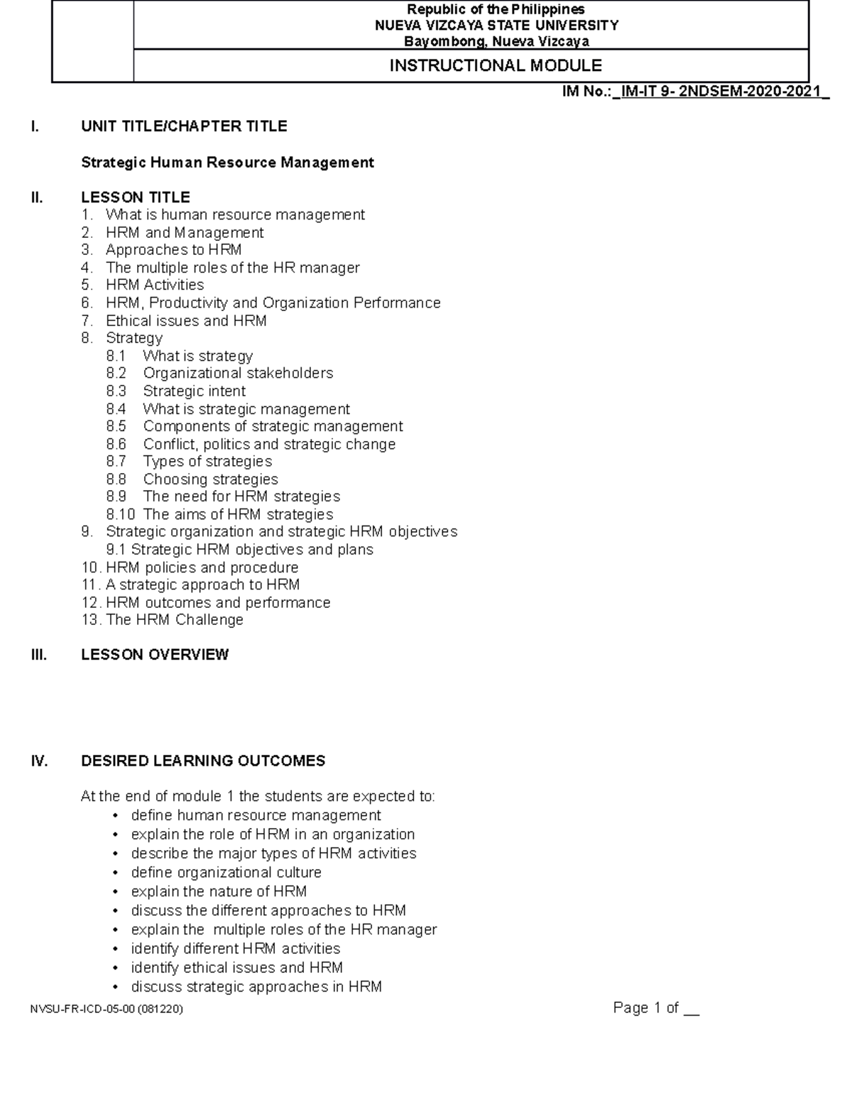 Module-1 - 1. What is human resource management 2. HRM and Management 3 ...