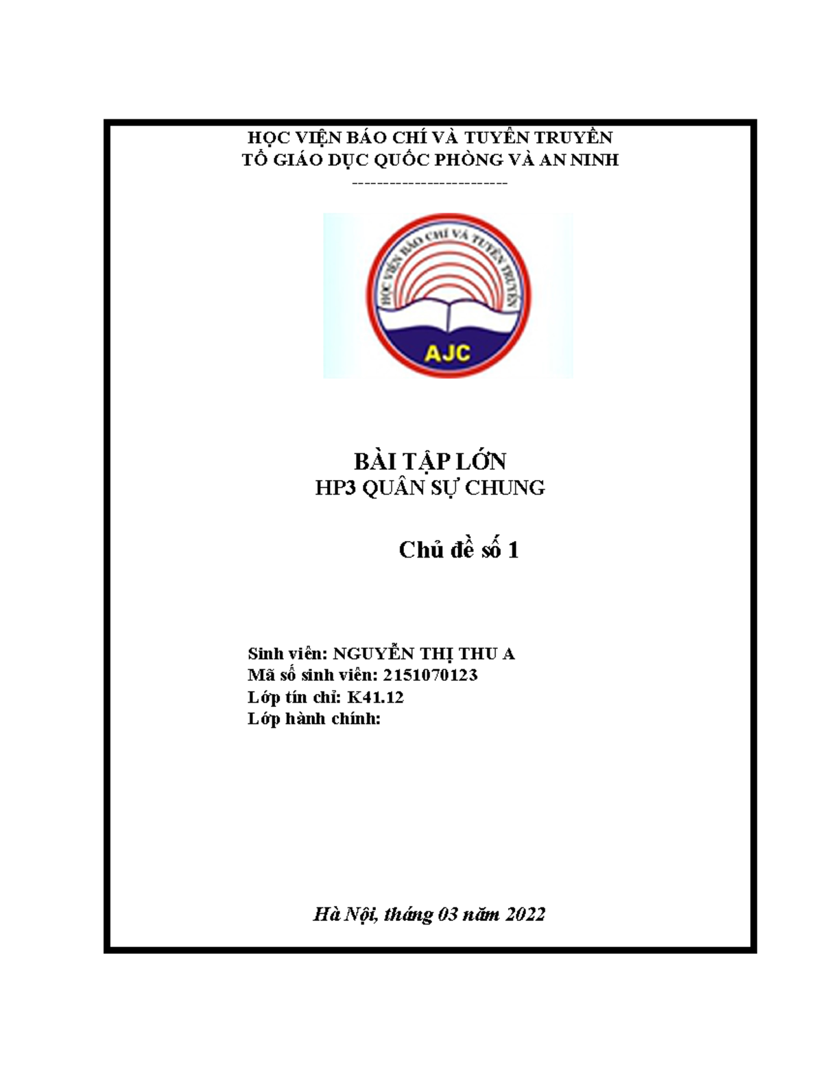 BT GDQP HP3 - Từ đặc điểm của vũ khí công nghệ cao Anh (Chị) hãy trình bày những biện pháp - Studocu
