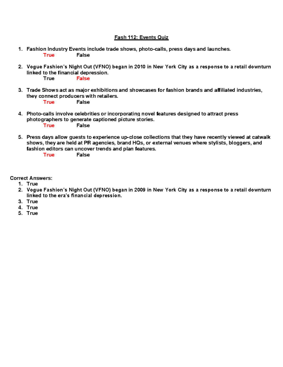 Fash 112 events quiz - quiz - Fash 112: Events Quiz Fashion Industry ...