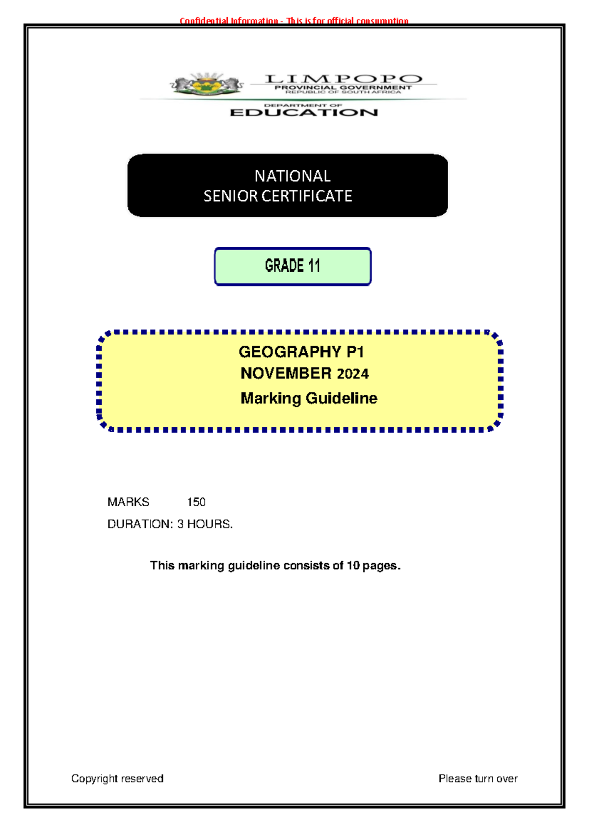 Geography GR11 P1 MG November 2024 2 - Confidential Information - This ...